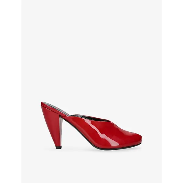 JUDE Patent-leather Heeled Mules - Red