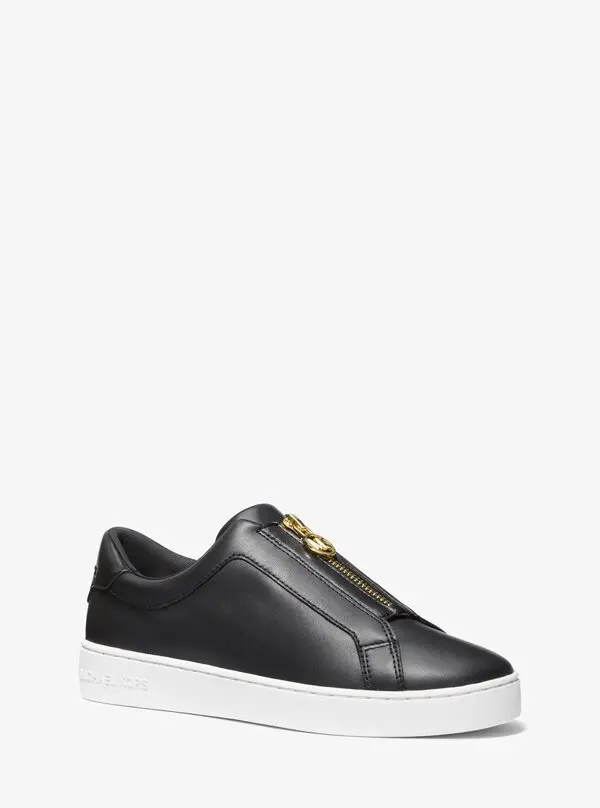 Michael Kors Keaton Leather Zip-up Low Top Sneakers - Black