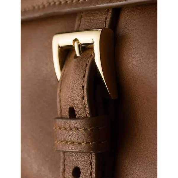 Prada Logo Plaque Leather Pouch - Brown