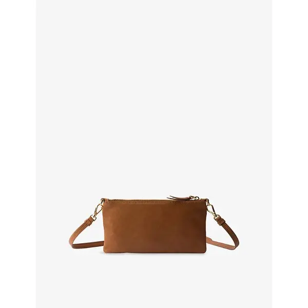 Prada Logo Plaque Leather Pouch - Brown