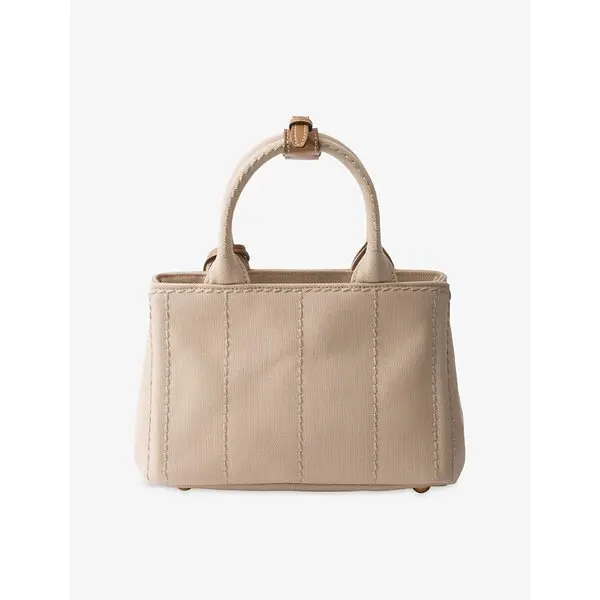 Prada Jardinière Mini Cotton-canvas Top-handle Bag - Neutral