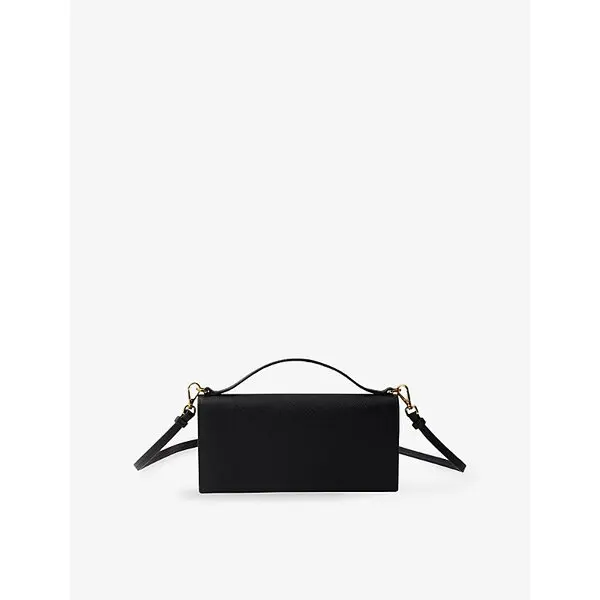 Prada Saffiano Shoulder-strap Leather Wallet - Black