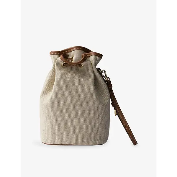 Prada Logo Plaque Canvas And Leather Pouch
