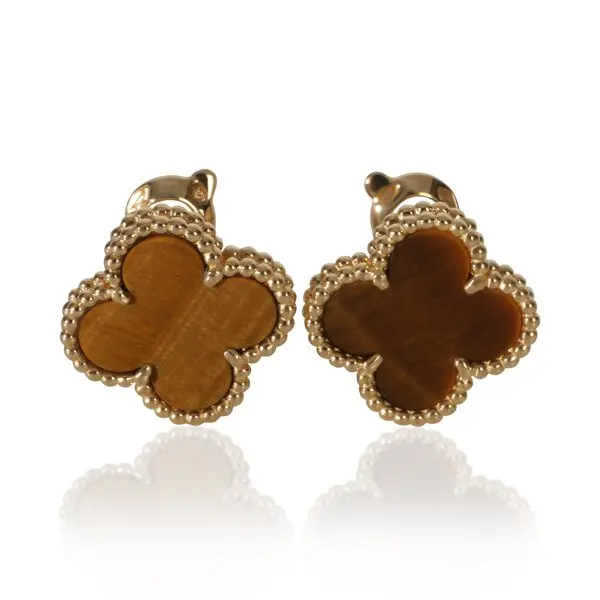 Van Cleef & Arpels Yellow Gold Tigers Eye Vintage Earrings - Yellow_gold