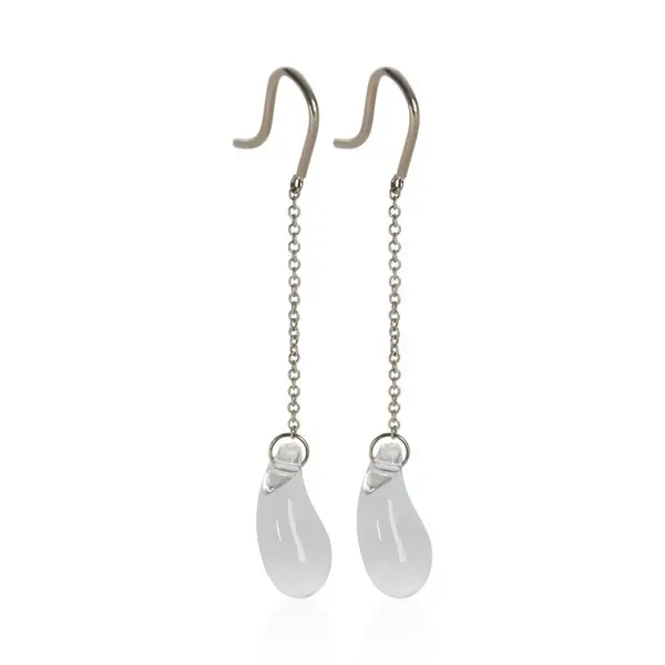Tiffany & Co. Sterling Silver Elsa Peretti Quartz Drop Earrings - Sterling_silver