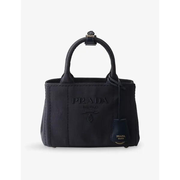 Prada Jardinière Mini Cotton-canvas Top-handle Bag - Blue