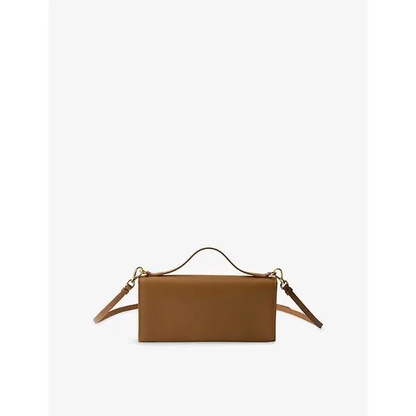 Prada Saffiano Shoulder-strap Leather Wallet - Brown
