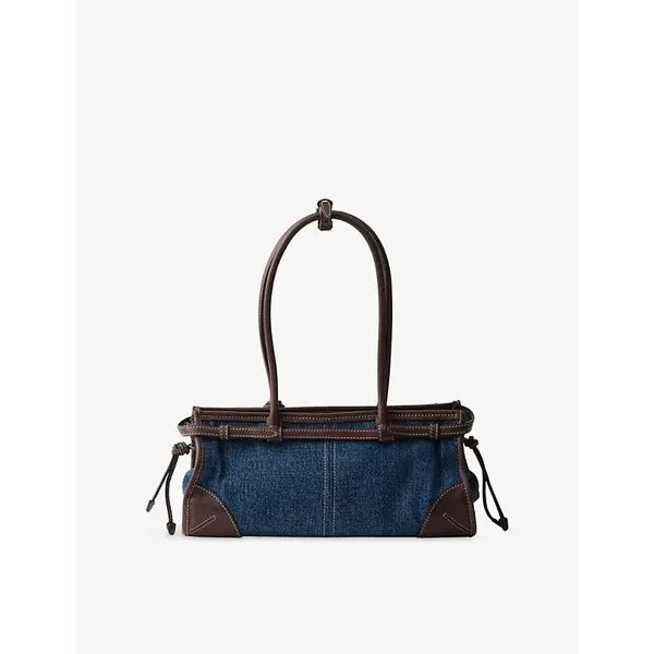 Prada Bonnie Denim And Leather Handbag - Blue