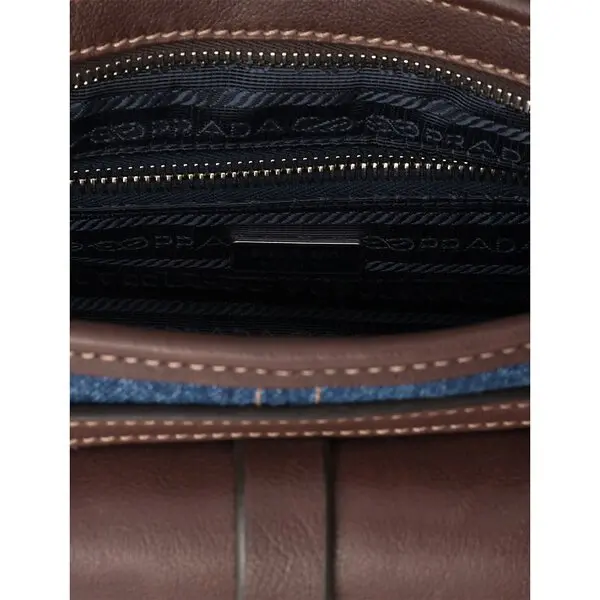 Prada Bonnie Denim And Leather Handbag - Blue