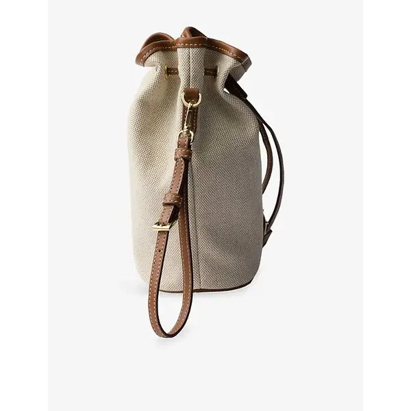 Prada Logo Plaque Canvas Pouch - Neutral