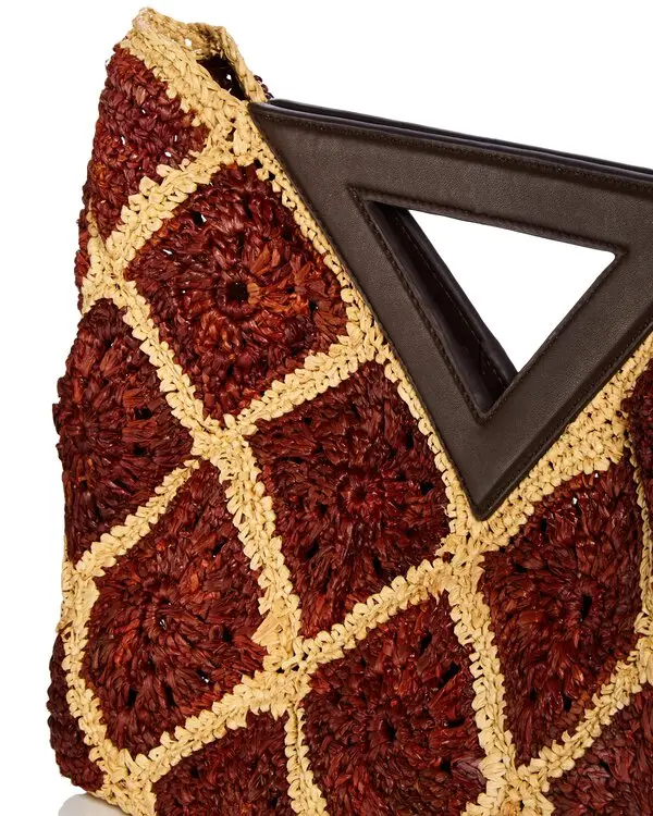 Veronica Beard Vesper Raffia Crochet Clutch - Espresso Multi