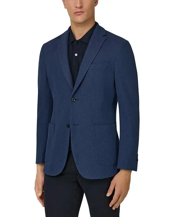Boggi Milano Regular Fit Micro Texture Crepe Blazer - Medium Blue