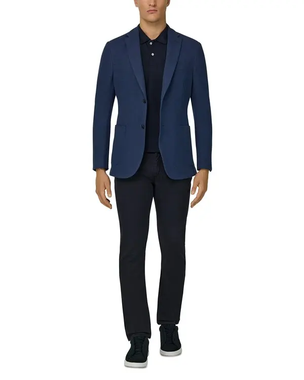 Boggi Milano Regular Fit Micro Texture Crepe Blazer - Medium Blue