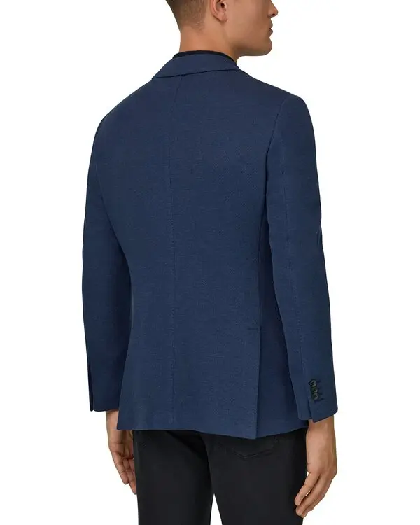 Boggi Milano Regular Fit Micro Texture Crepe Blazer - Medium Blue