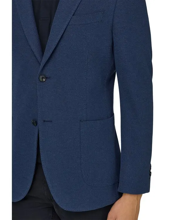 Boggi Milano Regular Fit Micro Texture Crepe Blazer - Medium Blue