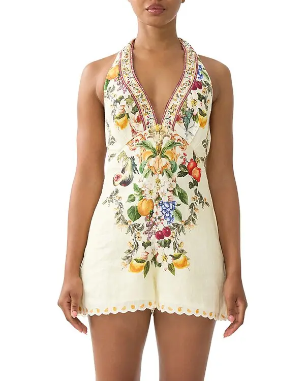 Camilla Halter Romper With Fruit Print - Va Va Vintage