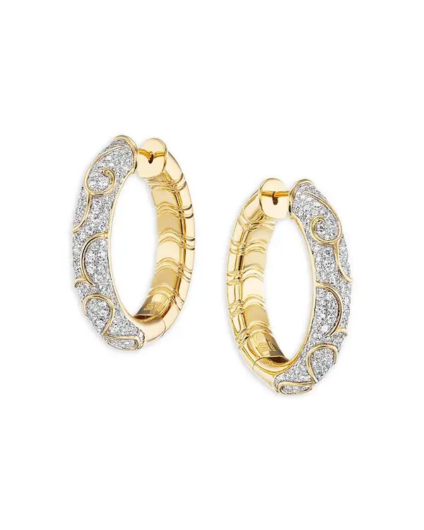 Marina B 18k Yellow Diamond Pave Hoop Earrings - Gold