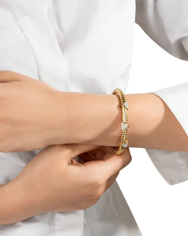 Marina B Titanium & 18k Yellow Diamond Pave Cuff Bracelet