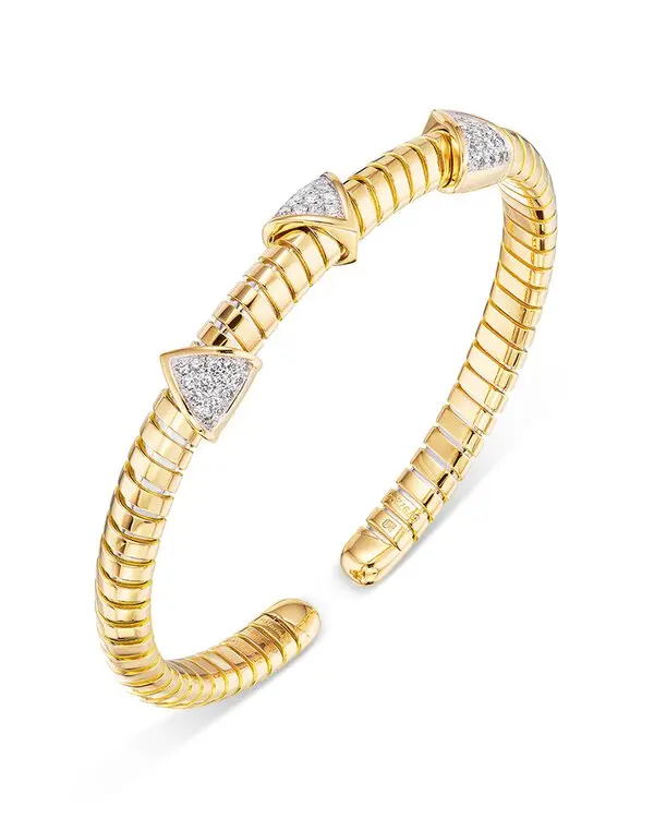 Marina B Titanium & 18k Yellow Diamond Pave Cuff Bracelet