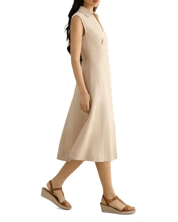 HOBBS LONDON Linen Shirt Dress With Vertical Stripes