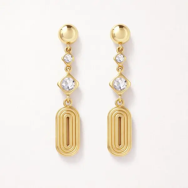 SOPHIE BLAKE Louis Deco Drops Earrings With White Topaz - Gold