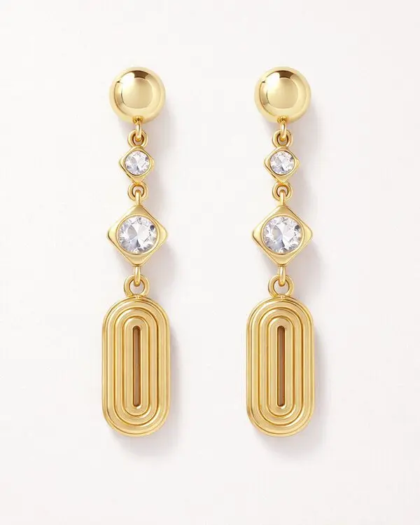 SOPHIE BLAKE Louis Deco Drops Earrings With White Topaz - Gold