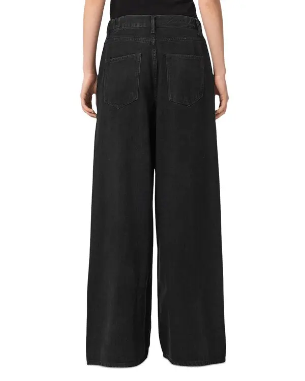 ALLSAINTS Haze Pleat High Rise Wide Leg Jeans - Washed Black