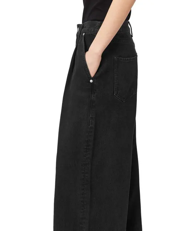 ALLSAINTS Haze Pleat High Rise Wide Leg Jeans - Washed Black