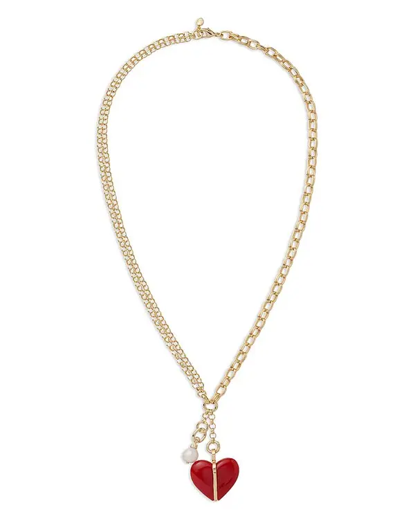 ROXANNE ASSOULIN Heart Charm Pendant Necklace - Gold/carnelian