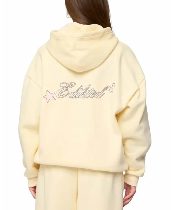 EDIKTED Embroidered Logo Fleece Hoodie