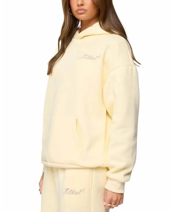 EDIKTED Embroidered Logo Fleece Hoodie