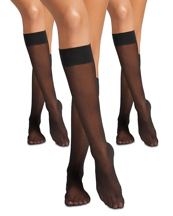 Wolford Satin Touch Knee High Tights Pack Of 3 - Black