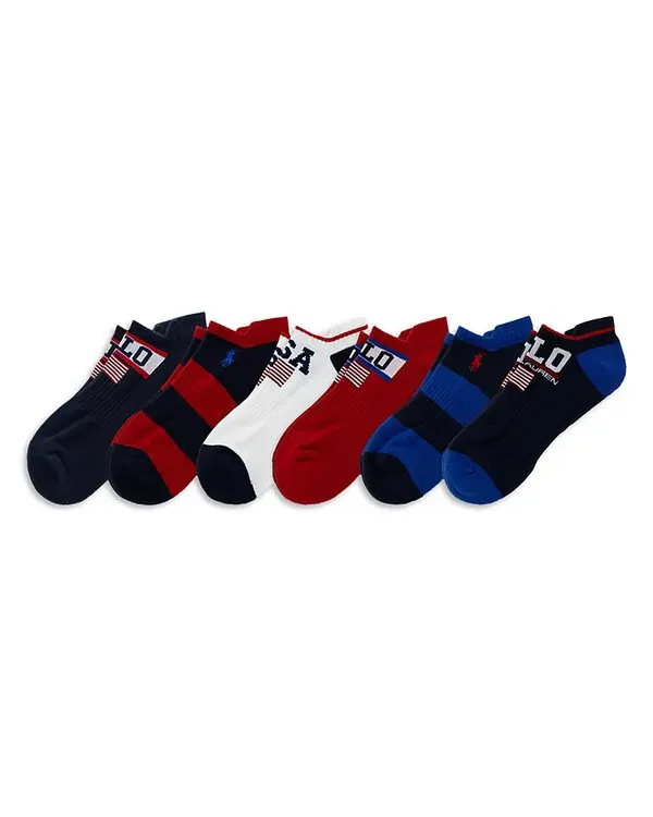 Polo Ralph Lauren Usa Stadium Low Cut Ankle Socks, Pack Of 6 - Navy