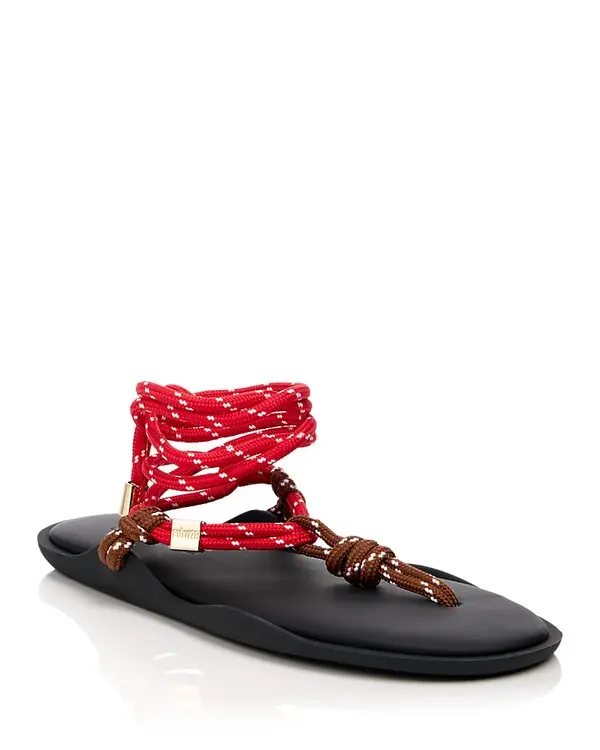 Flowze Twin Ankle Tie Sandals - Red/brown