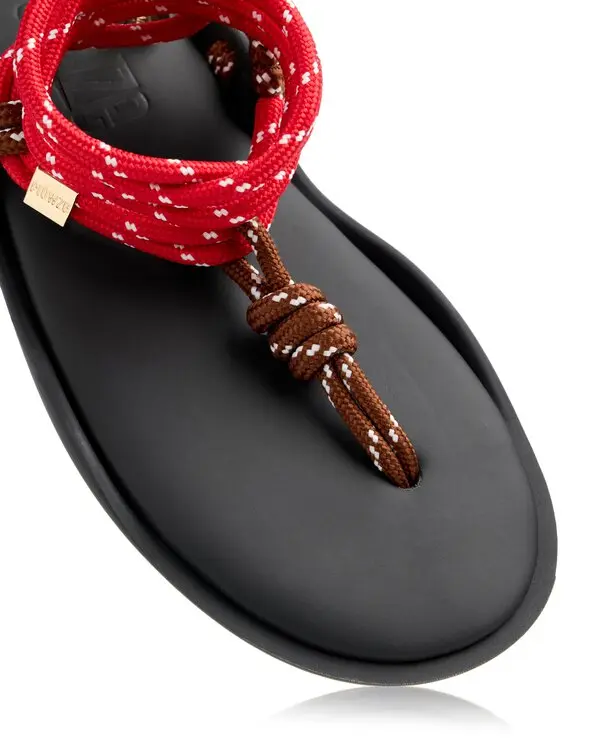 Flowze Twin Ankle Tie Sandals - Red/brown