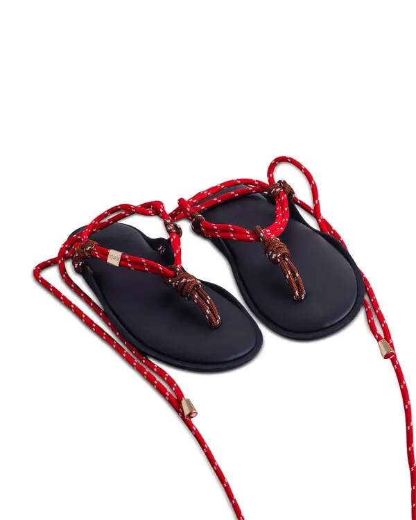 Flowze Twin Ankle Tie Sandals - Red/brown