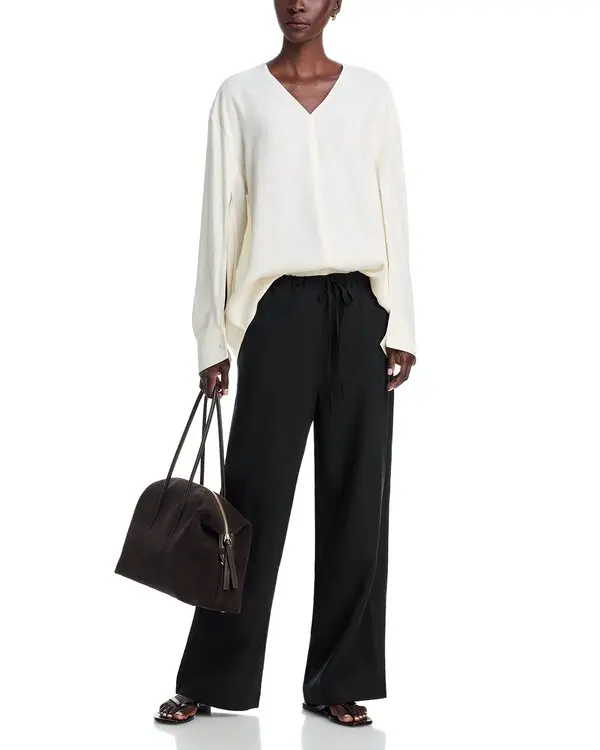 TOTEME V-neck Viscose Blouse - Stone