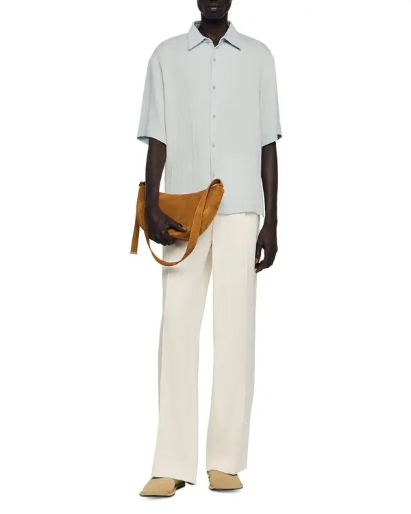 Sandro Split Leather Zip Hobo Bag
