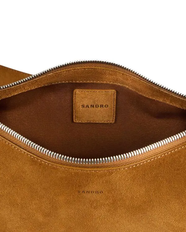 Sandro Split Leather Zip Hobo Bag
