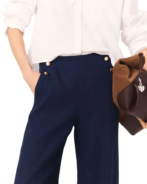 Maje Linen Blend Wide Leg Trousers