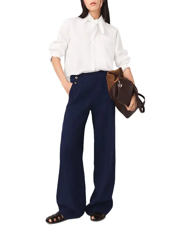 Maje Linen Blend Wide Leg Trousers