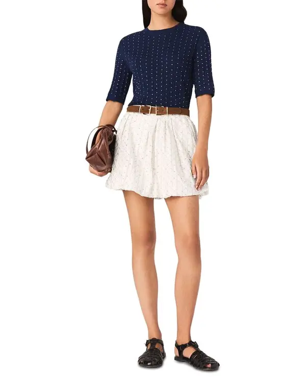 Maje Round Neck Rhinestone Sweater