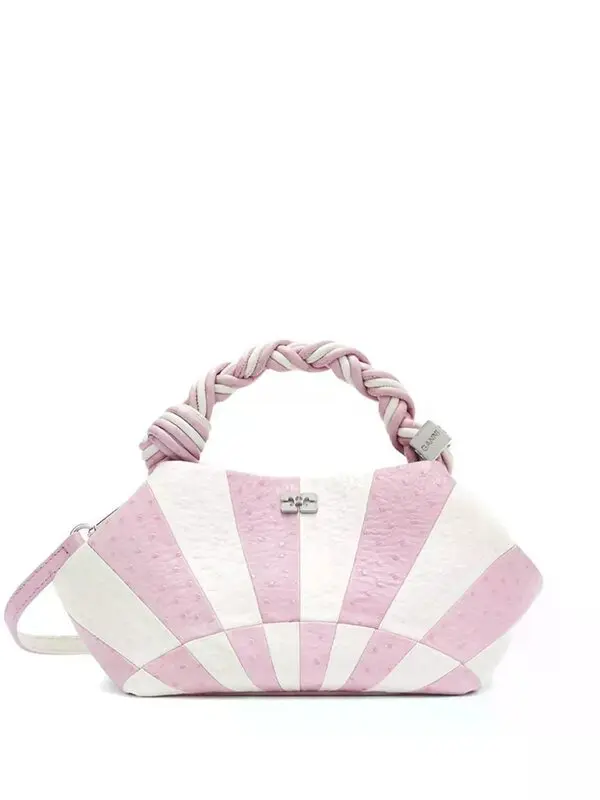 GANNI Bou Striped Leather Shoulder Bag - Pink
