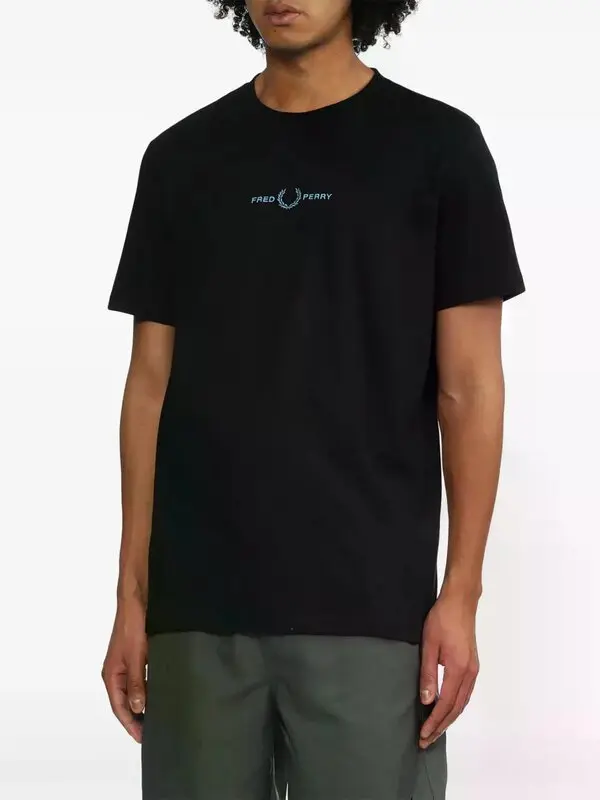 Fred Perry Logo-embroidered Cotton T-shirt - Black