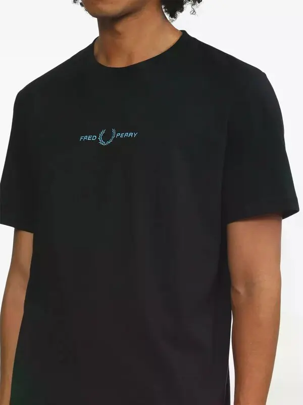 Fred Perry Logo-embroidered Cotton T-shirt - Black