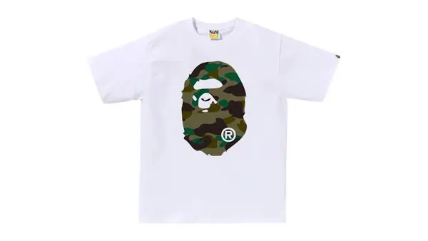 A BATHING APE 1st Camo Big Ape Head Tee Shirt - White/green