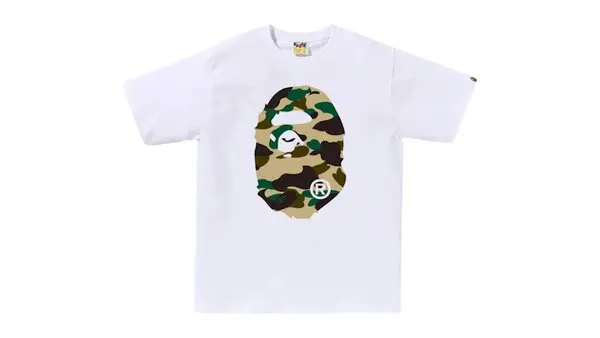 A BATHING APE 1st Camo Big Ape Head Tee Shirt - White/yellow