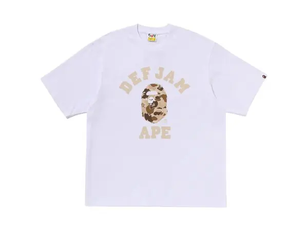 A BATHING APE X Def Jam Camo College Relaxed Fit Tee Shirt - White