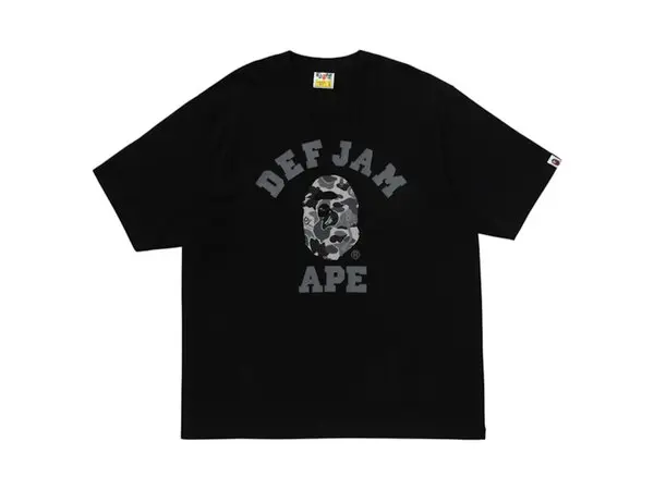 A BATHING APE X Def Jam Camo College Relaxed Fit Tee Shirt - Black