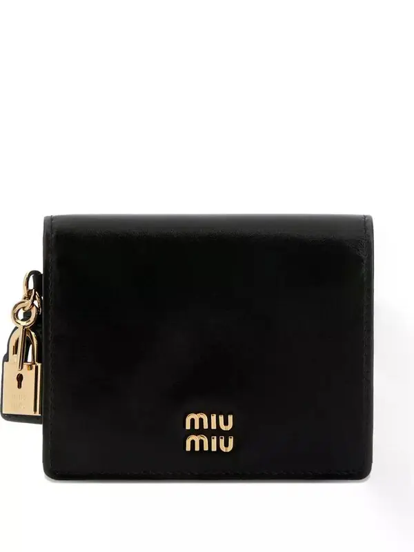Miu Miu Padlock-detail Leather Wallet - Black